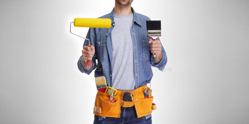Painter man. stock photo. Image of belt, construction - 88793404