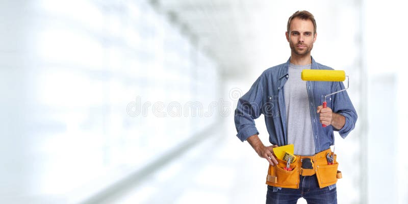 Painter man. stock image. Image of repairman, uniform - 87464571