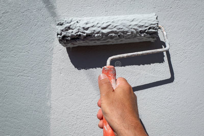 The Painter Painting the Wall with the Paint Roller Stock Image - Image ...