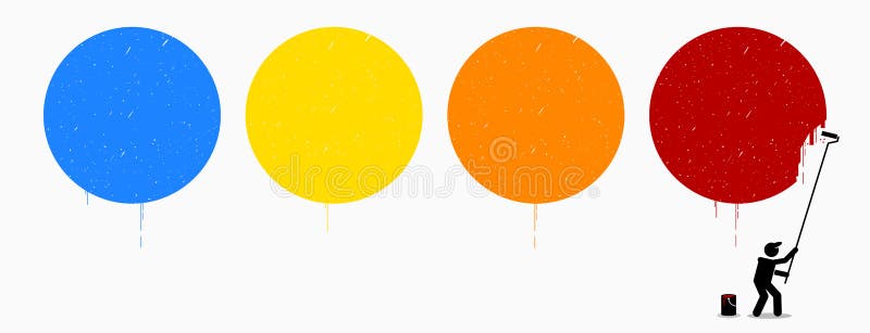 Painter Painting Four Empty Circles on Wall Stock Vector - Illustration ...