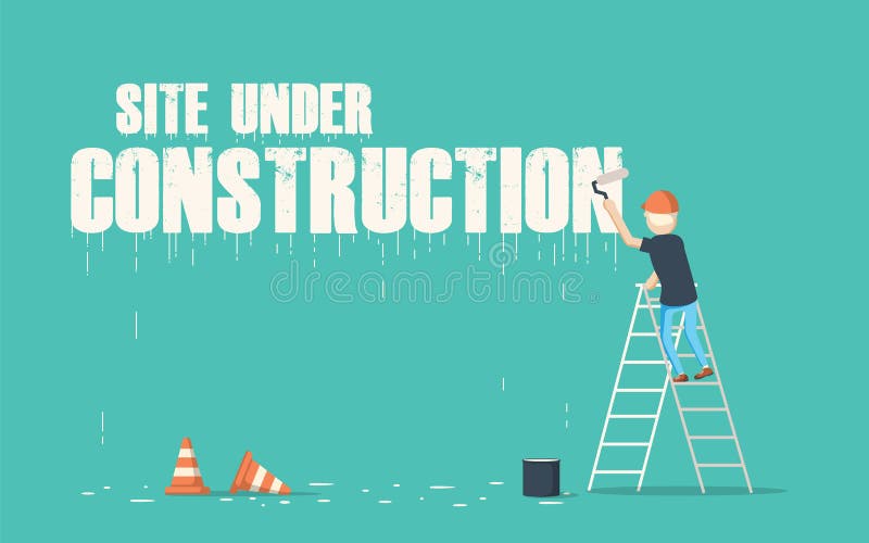 Painter Painting the Word Site Under Construction on a Wall. Stock ...