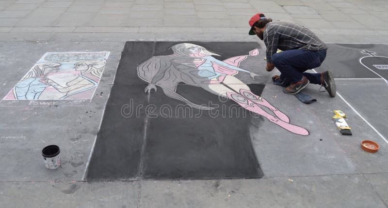 Road Painter Man Worker Marking Street Lines Stock Photo - Image of ...