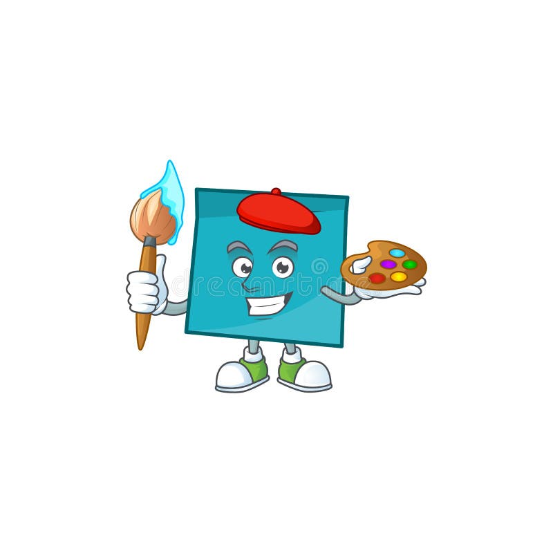 Painter Rectangle Sticker Paper Cartoon for Work. Stock Vector ...