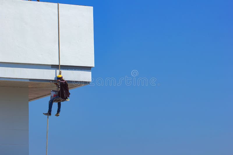 The Painter Renovated and Painted High-rise Buildings Stock Photo ...