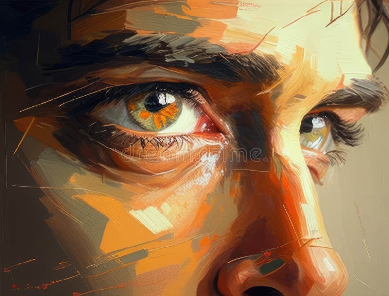 A Painter S Eye Peering Intently at an Oil Canvas. AI Generation Stock ...