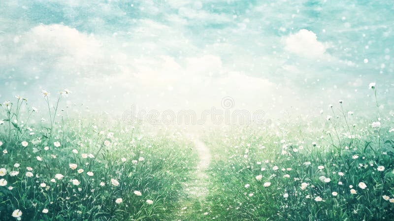 Watercolor Painting Winding Path Green Meadow Stock Photos - Free ...