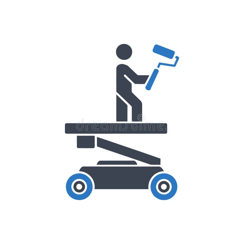 Painter Scissor Lift Icon stock vector. Illustration of construction ...