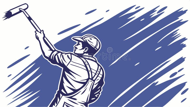 Painter Silhouette on Ladder, Artistic Profession Vector Design ...