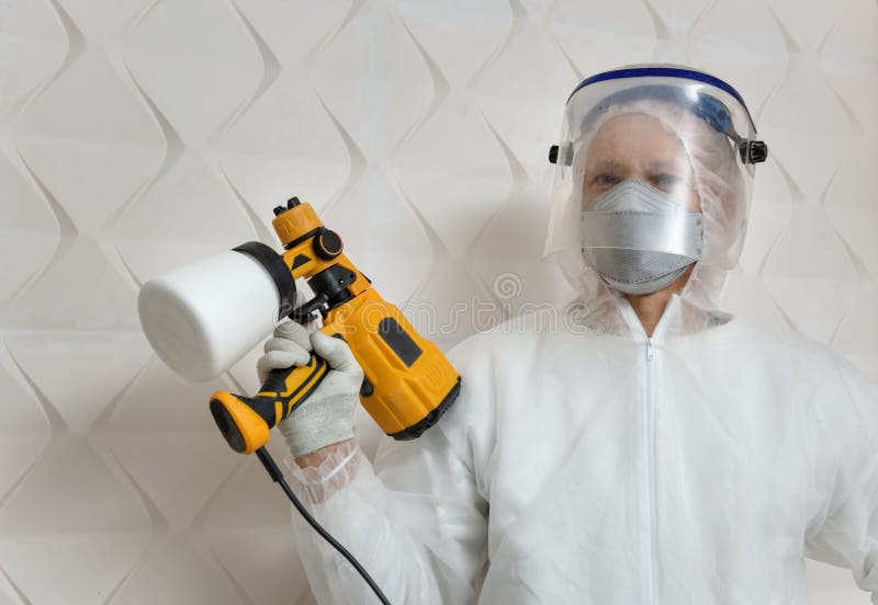 The Painter with a Spray Gun Stock Photo - Image of overalls ...