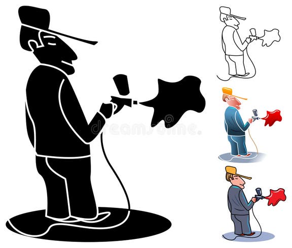 Painter with sprayer stock vector. Illustration of hose - 86727272