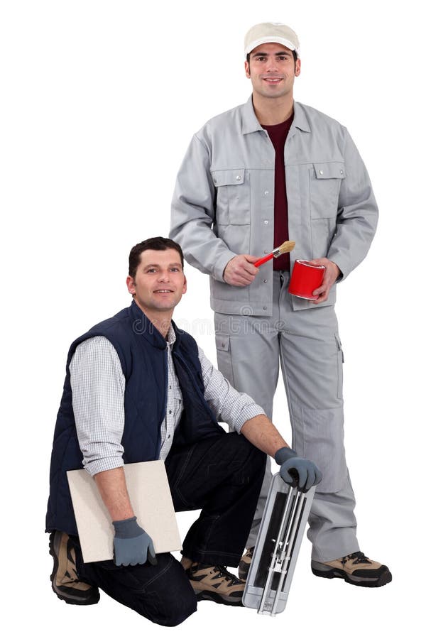 Painter and tiler stock image. Image of workers, hand - 35530375