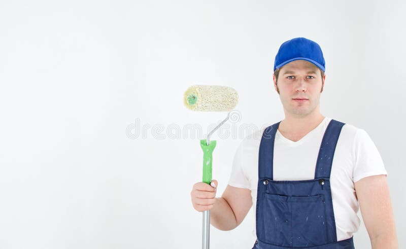 Painter in uniform stock image. Image of builder, overhaul - 36572837