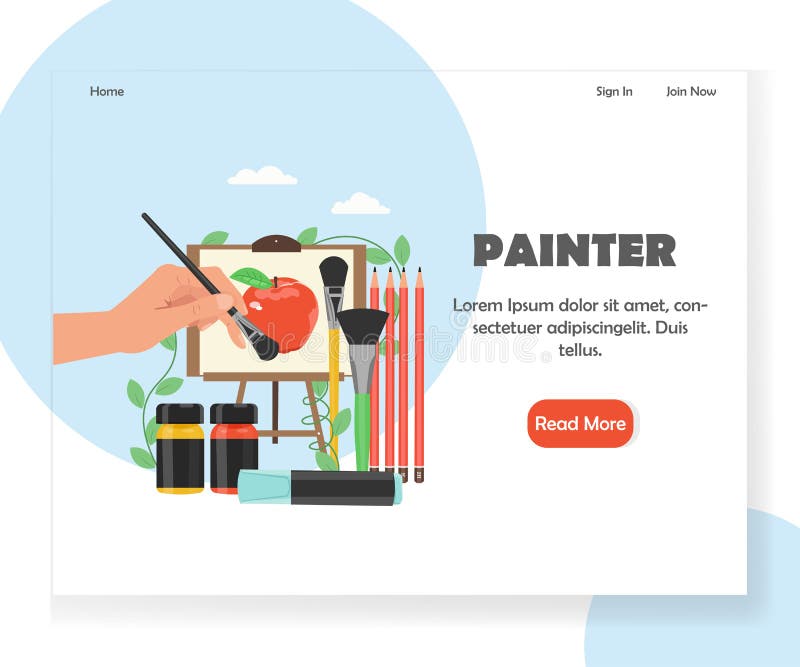 Painter Vector Website Landing Page Design Template Stock Vector ...