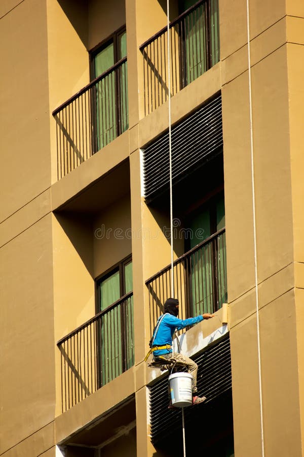 Painter Were Refurbished Building Stock Image - Image of bucket ...