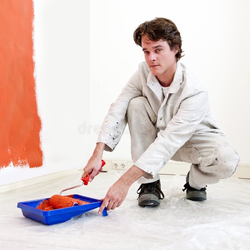 Painter at work stock image. Image of refilling, painter - 23544053