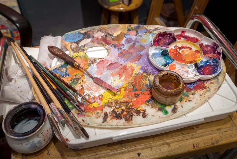 Painter at work stock photo. Image of detail, drawing - 136085820