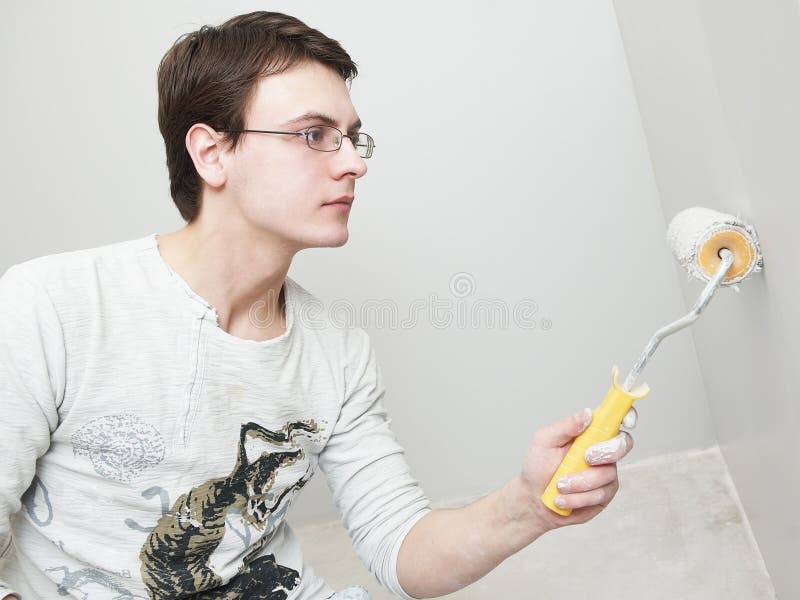 Painter Worker Decorator with Brush Stock Image - Image of profession ...