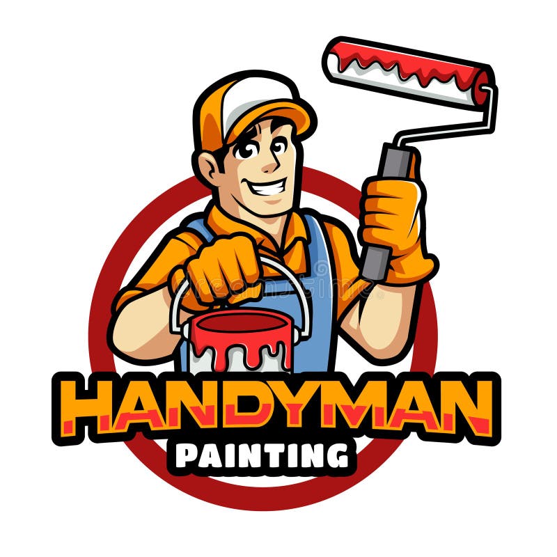 Painter Worker Logo Mascot for Your Brand Stock Vector - Illustration of work, repairman: 358017338