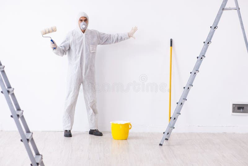 Painter Working at Construction Site Stock Image - Image of contractor ...