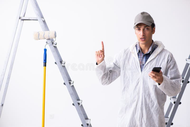 Painter Working at Construction Site Stock Image - Image of ...