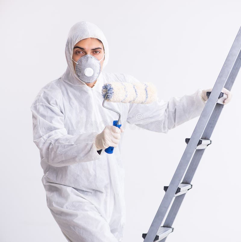 Painter Working at Construction Site Stock Photo - Image of paintbrush ...