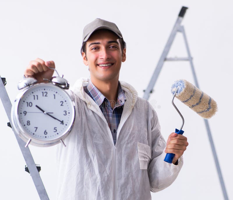 Painter Working at Construction Site Stock Photo - Image of good ...