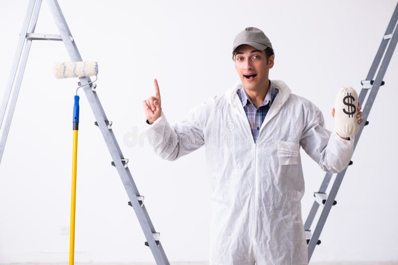 Painter Working at Construction Site Stock Photo - Image of ...