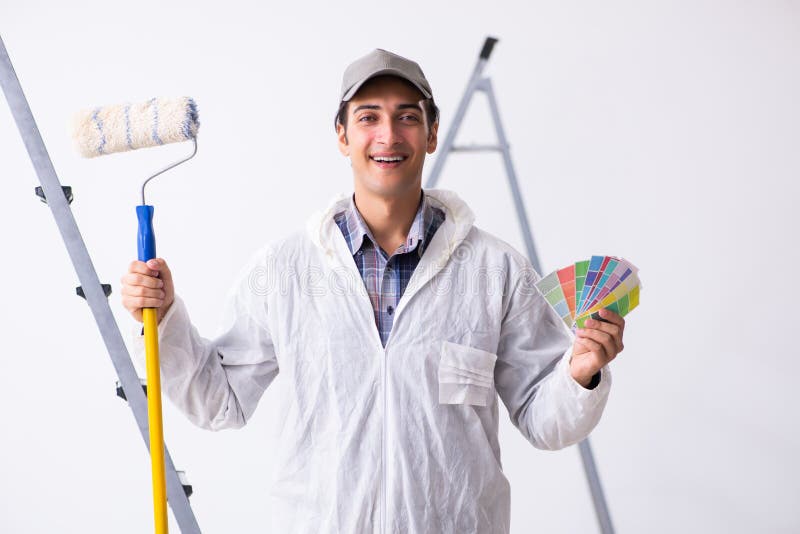 Painter Working at Construction Site Stock Photo - Image of development ...