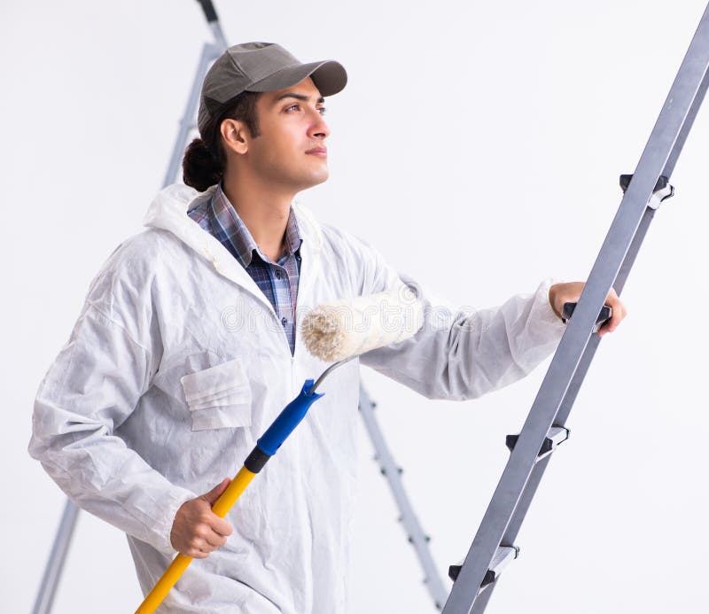 Painter Working at Construction Site Stock Image - Image of ...
