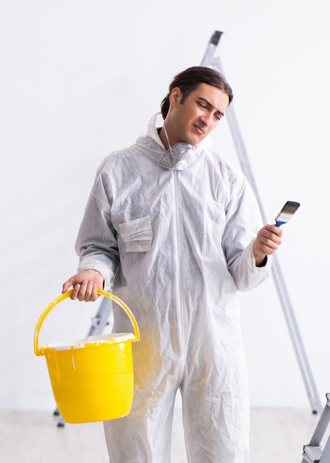 Painter Working at Construction Site Stock Image - Image of design ...