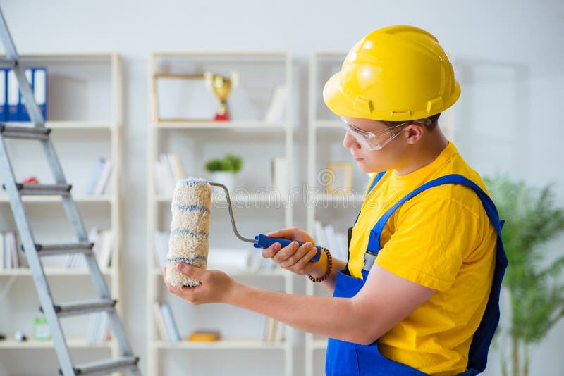 The Painter Working at Home in Refurbishment Project Stock Image ...