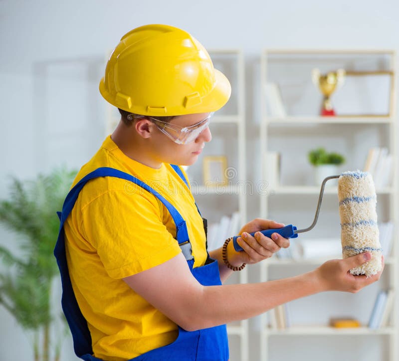 Painter Working at Home in Refurbishment Project Stock Photo - Image of ...