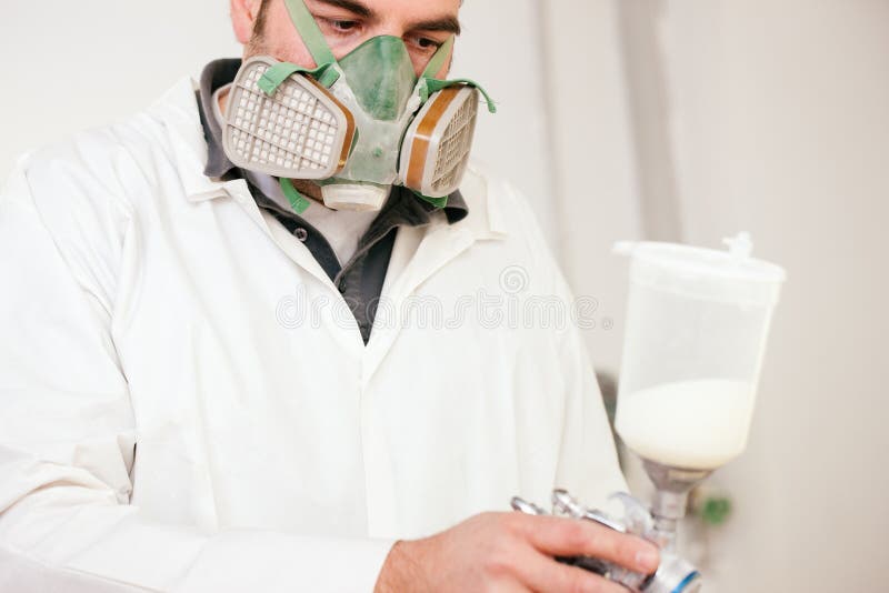 Painter Working with Spray Paint Stock Photo - Image of work, apply ...