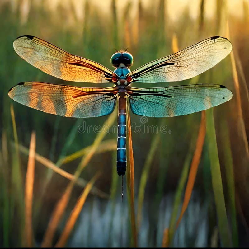 Painterly Image of a Beautiful and Delicate Dragonfly Pattern and ...