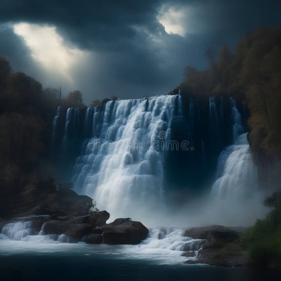 Painterly Image of the Dramatic Storm Clouds at the Waterfall Area ...