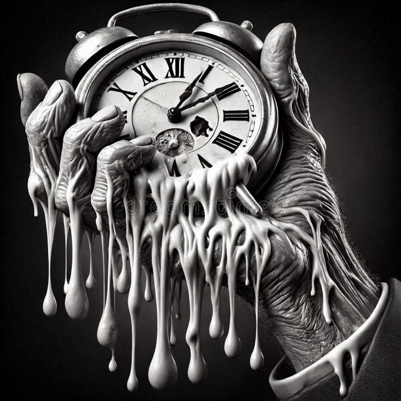 Painterly Image of a Melting Clock in Hand Presenting that Time is ...