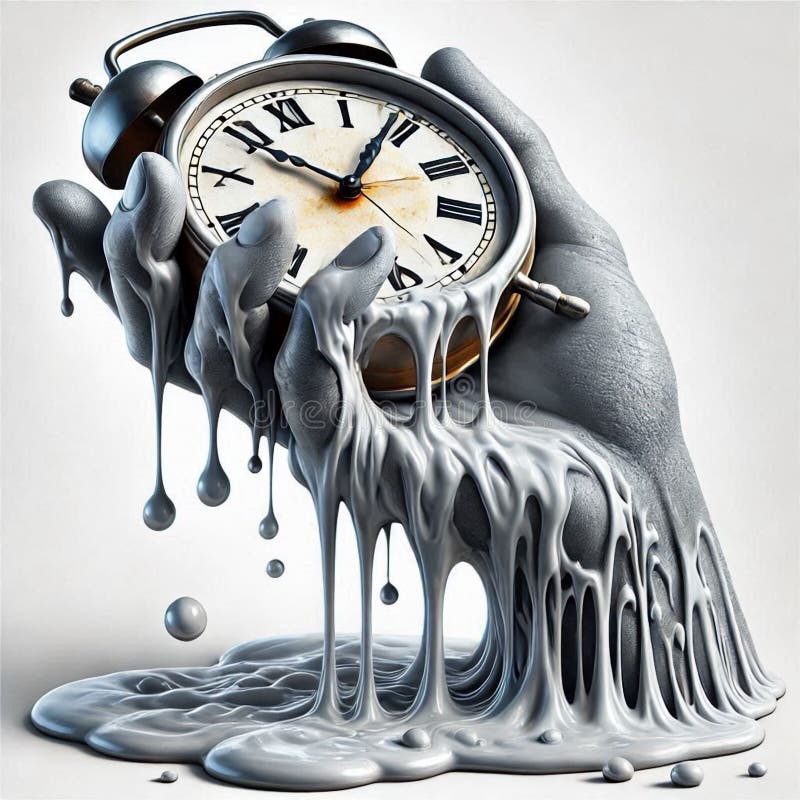 Painterly Image of a Melting Clock in Hand Presenting that Time is ...