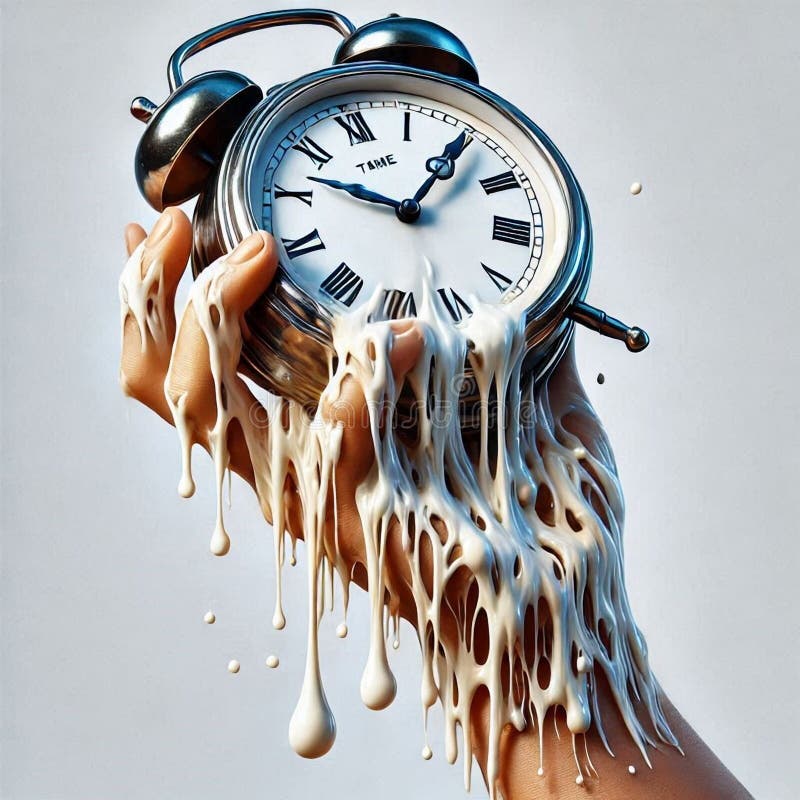 Painterly Image of a Melting Clock in Hand Presenting that Time is ...