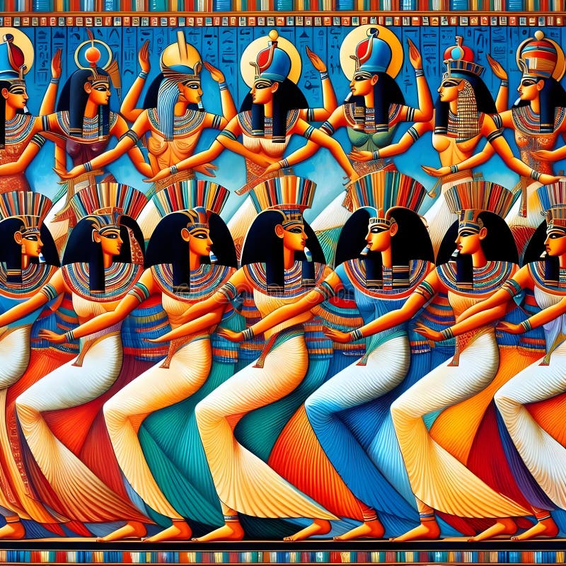 Painterly Image of a Vibrant in Ancient Egyptian Style of Egyptian ...