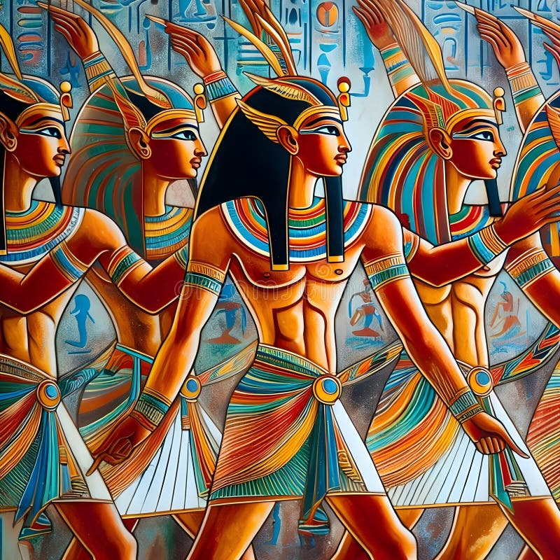 Painterly Image of a Vibrant in Ancient Egyptian Style of Egyptian ...