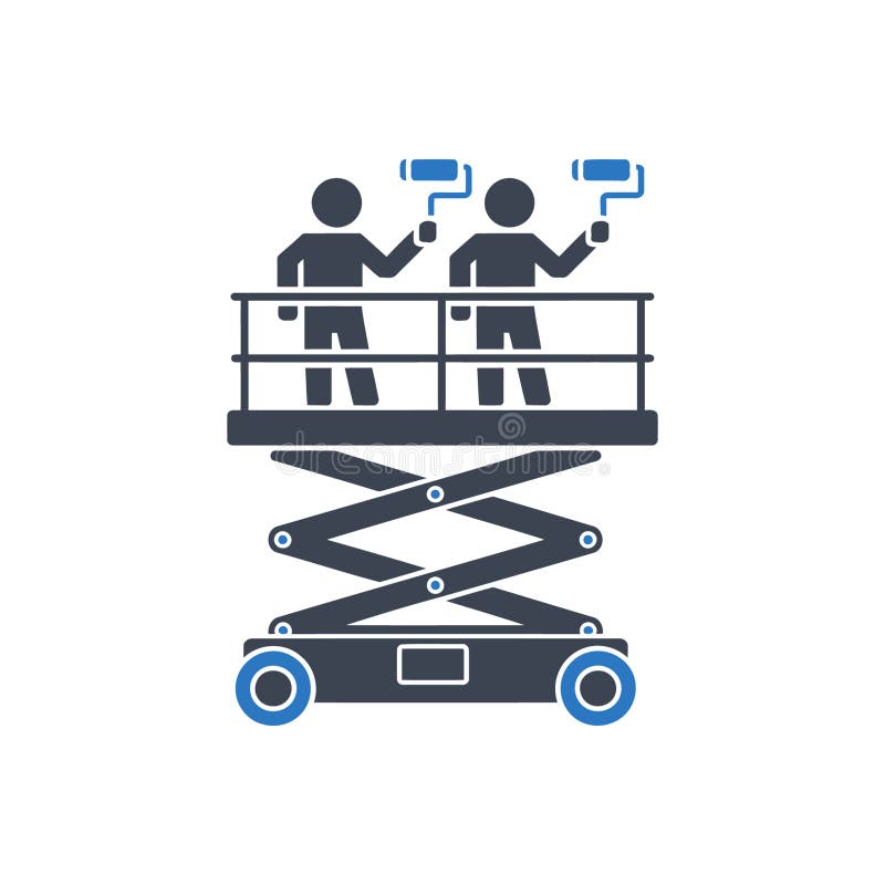 Painters on Scissor Lift Icon Stock Vector - Illustration of icon ...