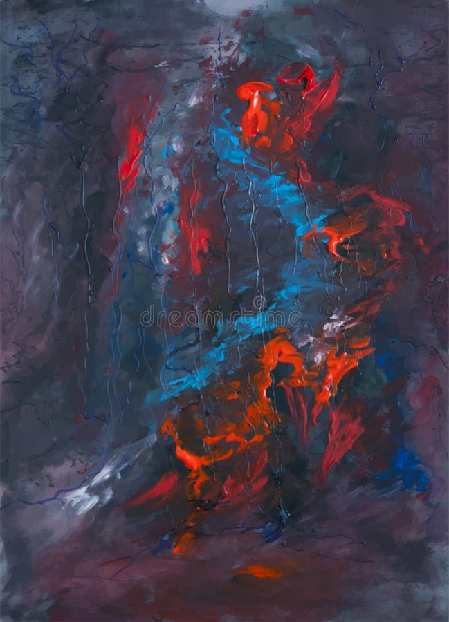 Painting, Abstract Illustration of the Bottom of the Sea, Volcanic ...