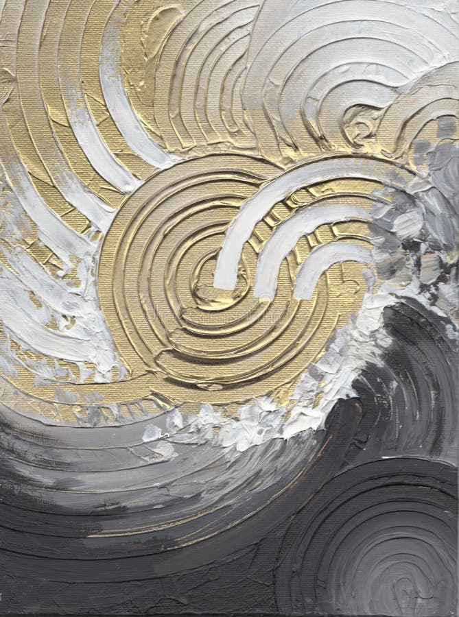 Painting Abstract Interior Painting with Rocks and Gold Stock Photo ...