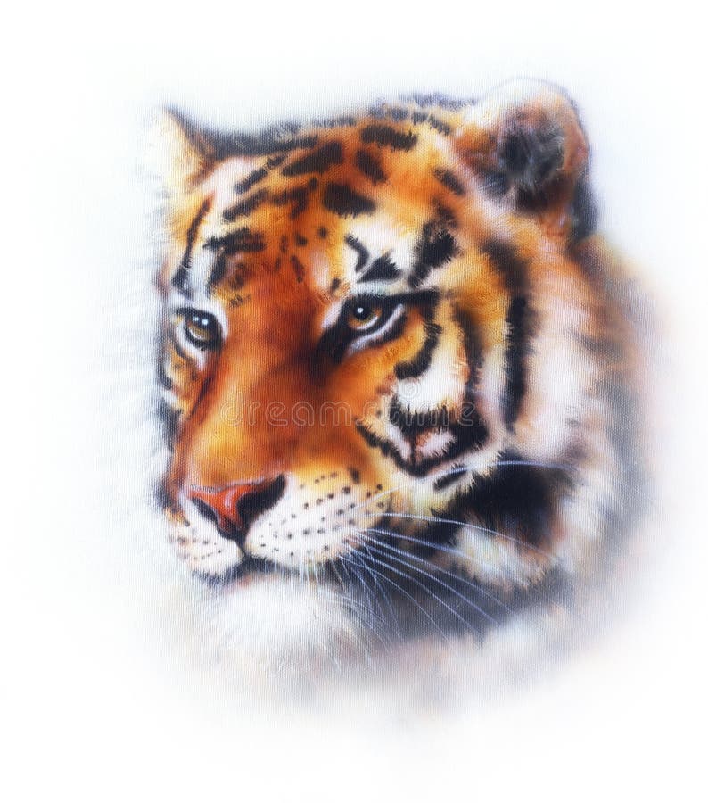Painting Abstract Tiger Collage , Wildlife Animals. Stock Illustration ...