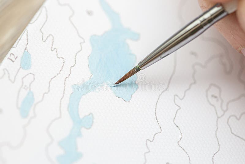 Painting Art. Drawing by Numbers Using Brushes, Numbered Paints Stock ...