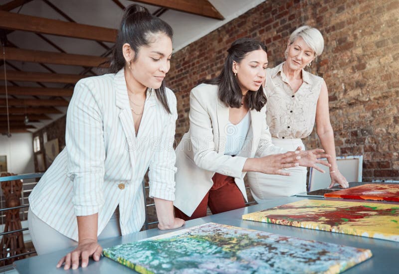 Painting, Art and Gallery Manager Planning Exhibition with Support ...