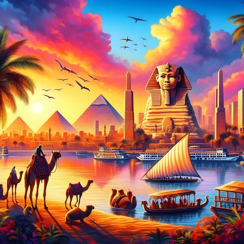 Painting Background Illustration Cairo Egypt Stock Illustration ...
