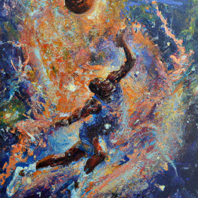 Painting of a Basketball Player Dunking As an Explosion of a Nebula ...