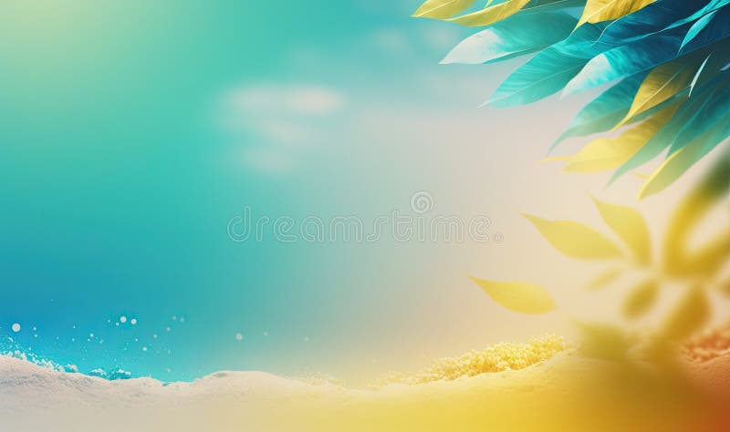 A Painting of a Beach Scene with Blue Sky and Yellow Sand Stock ...