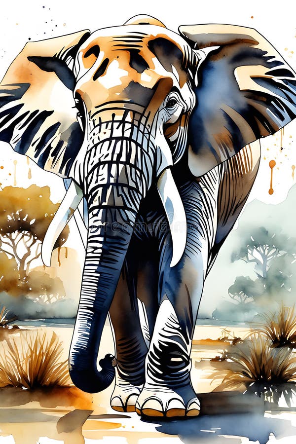 A Painting of Beautifl Spring Landscape, Fores Stock Illustration ...